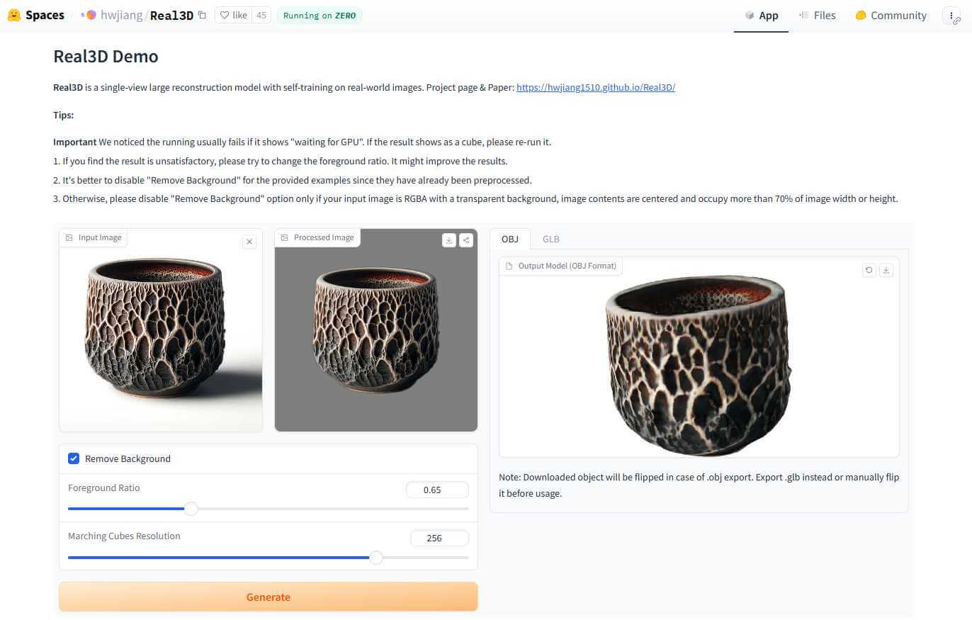 image to 3DのReal3Dという生成AIを使ってみた – ゆるぷ